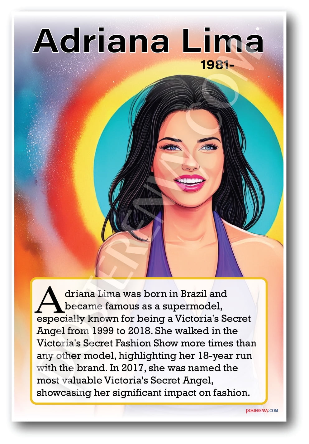 Adriana Lima - Brazilian Supermodel - Biography Poster 18 x 12 inch ...