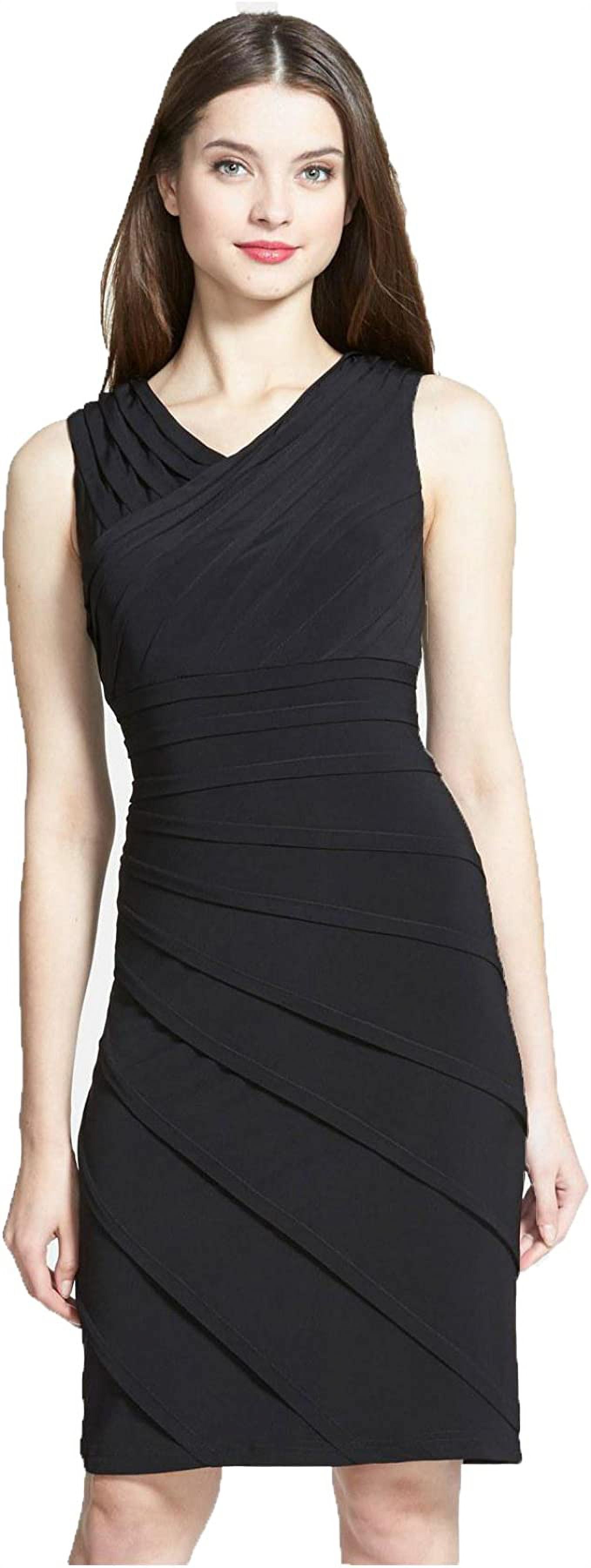 Adrianna Papell V-Neck Shutter Pleat Sheath Dress, Black, 4 - Walmart.com