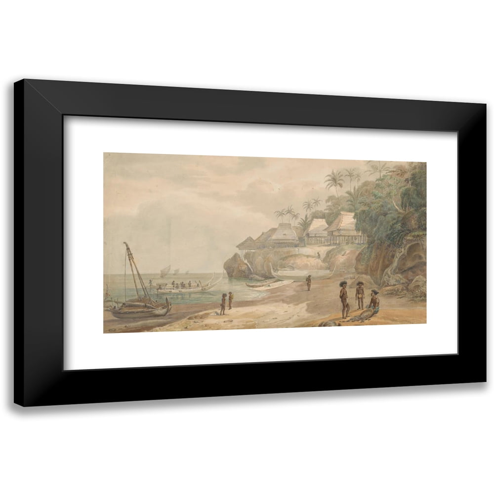 Adrianus Johannes Bik 18x12 Black Modern Framed Museum Art Print Titled - View of a Settlement ...