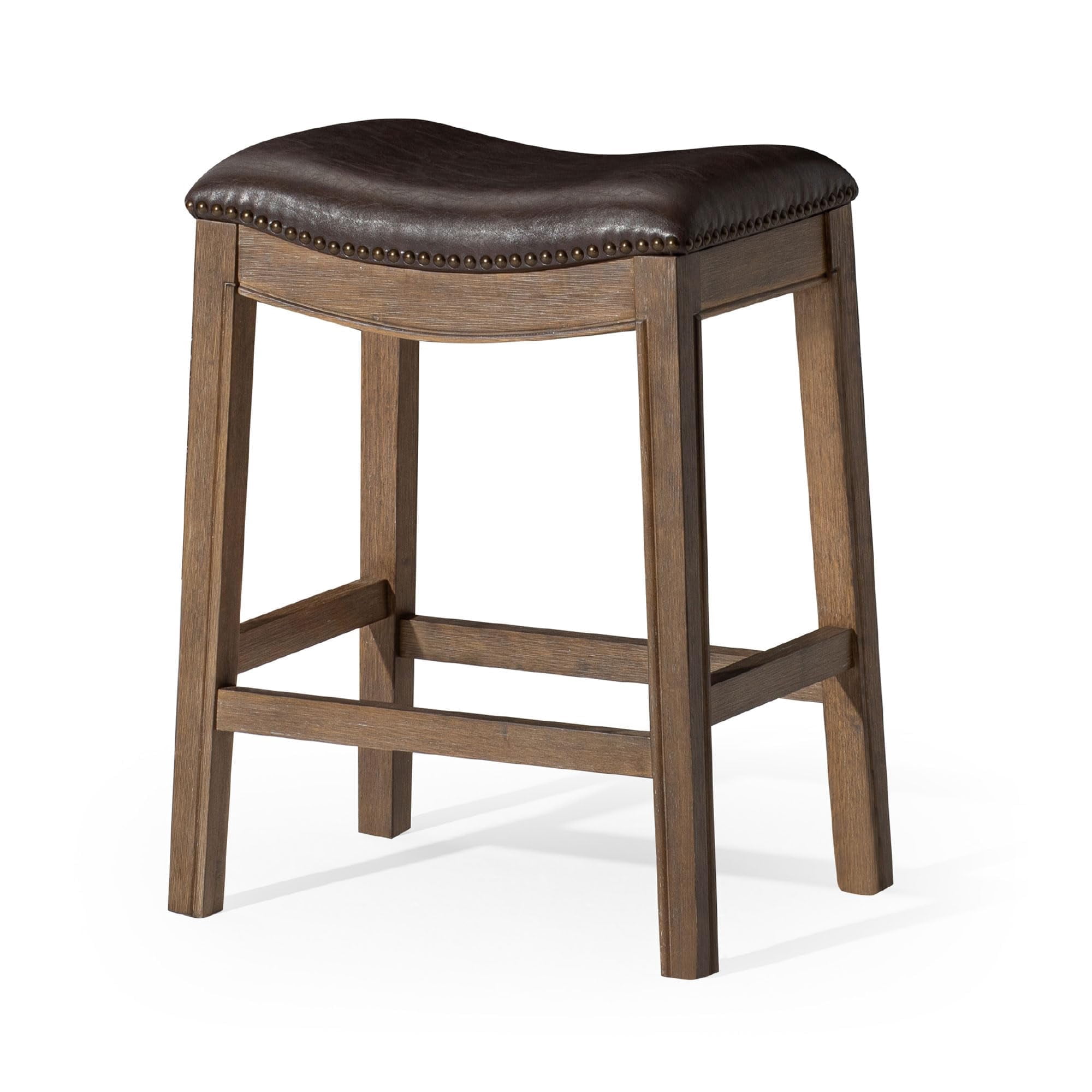 Adrien 26 Inch Bar Height Stool, Walnut Finish Wood Counter Stool with ...