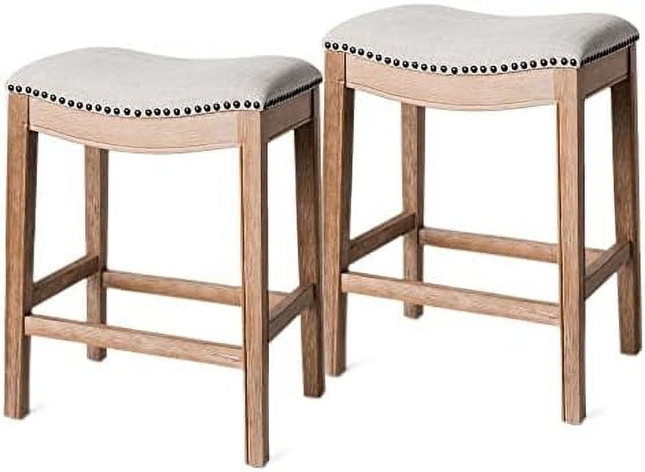 Adrien Backless Saddle Kitchen Stool Walnut Finish - Walmart.com