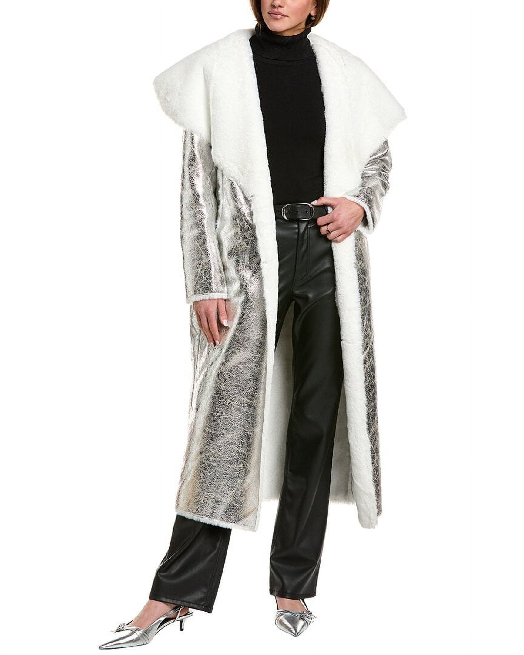 Adrienne Landau womens Moonstone Coat, l, Metallic - Walmart.com