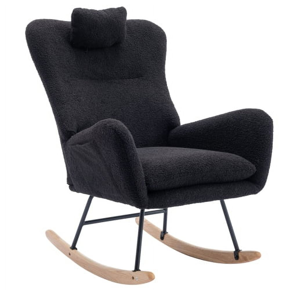 Adrinfly 35.5 inch Rocking Chair with Pocket, Comfy Wingback Glider ...