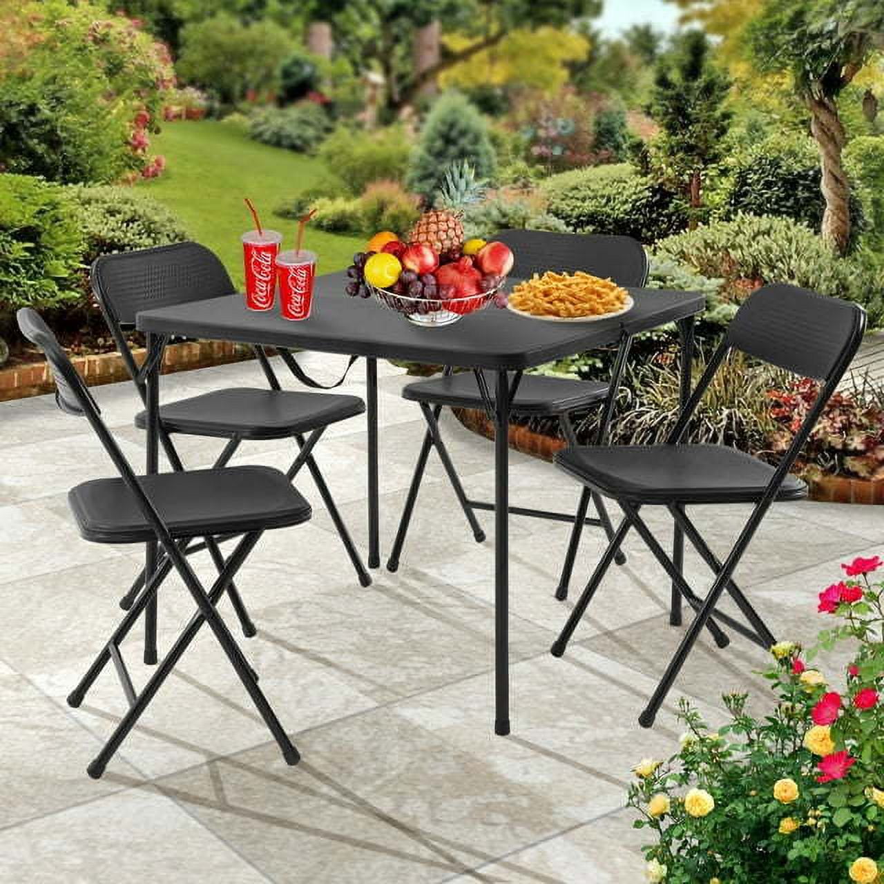 Adrinfly 5 Piece Resin Card Folding Table and Four Folding Chairs Set ...