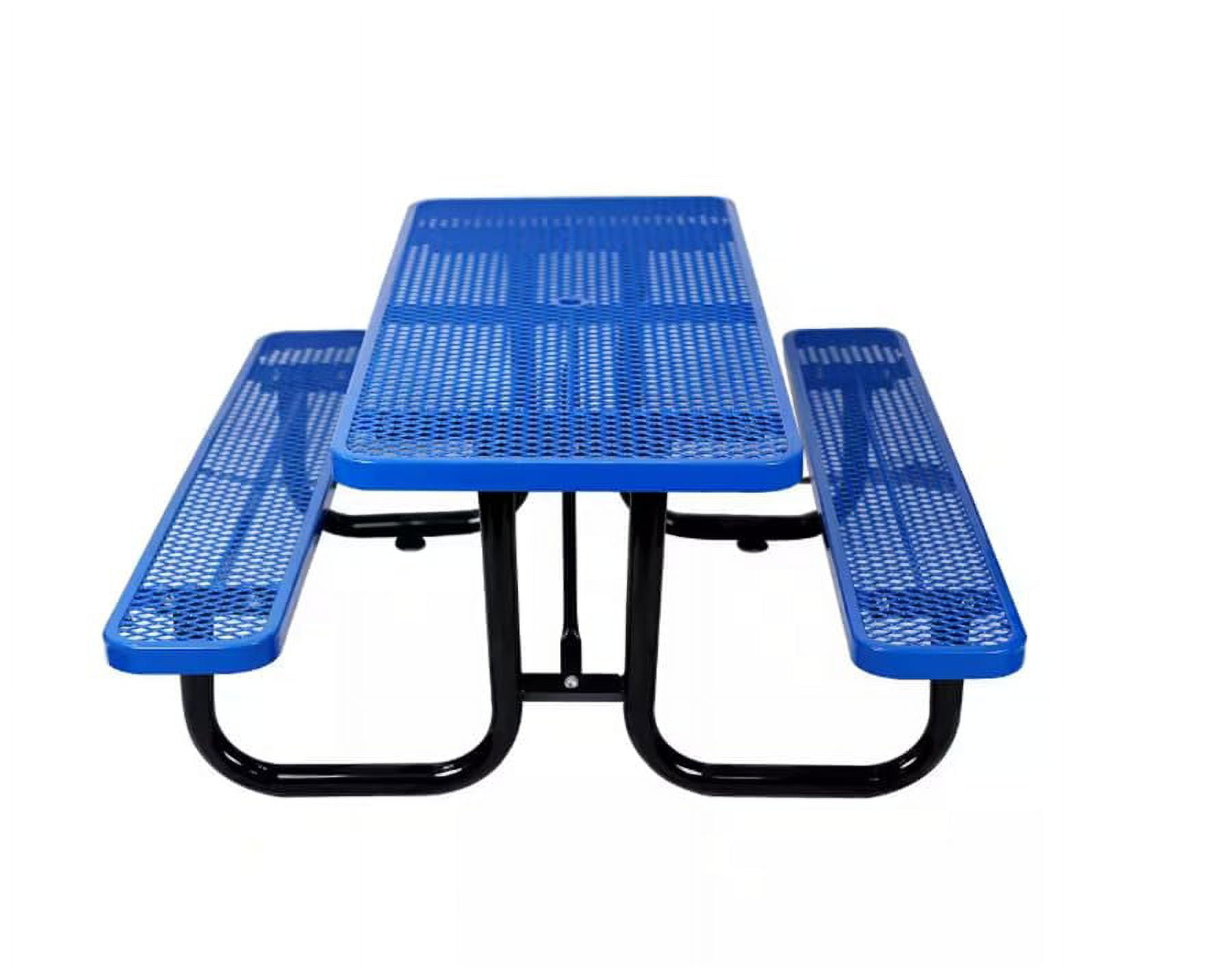 Adrinfly 6 ft.Rectangular Picnic Table with Umbrella Pole, Powder ...
