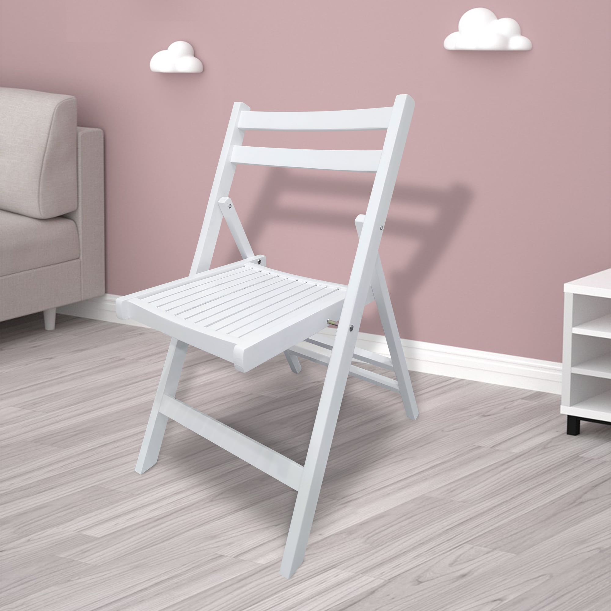 Adrinfly Furniture Slatted Wood Folding Special Event Chair - White ...