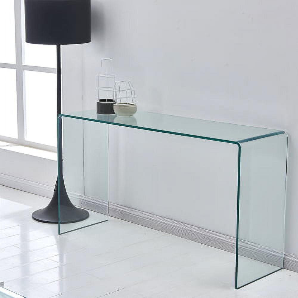 Adrinfly Glass Console Table, Transparent Tempered Glass Console Table ...