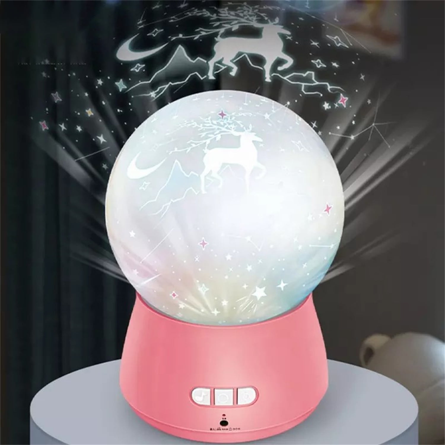 Adrinfly Music Projection Night Light, 360 Degree Rotating Music ...