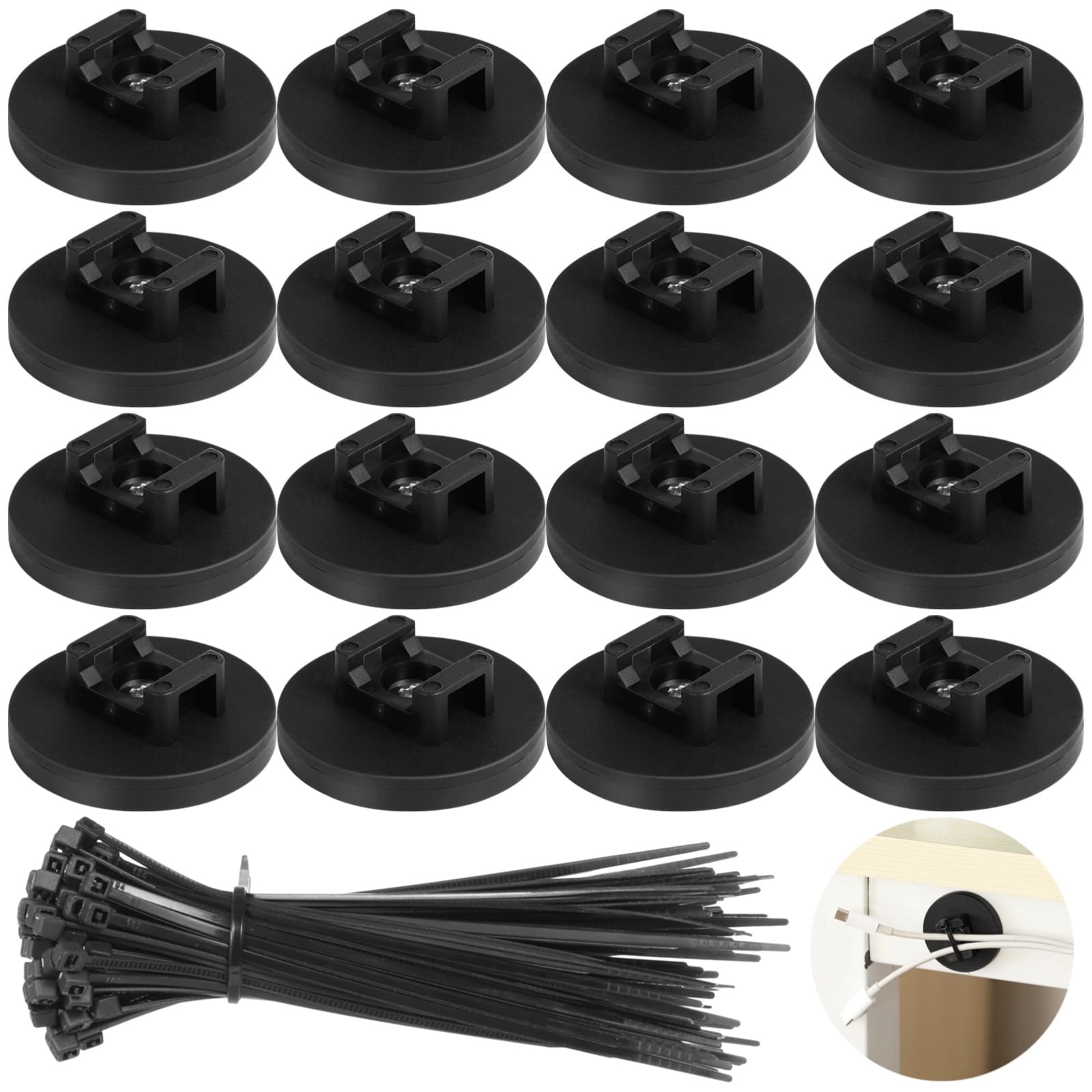 Magnetic Zip Tie Mounts,20 Pcs Adsorbent Bases with 100 Pcs Cable Zip ...