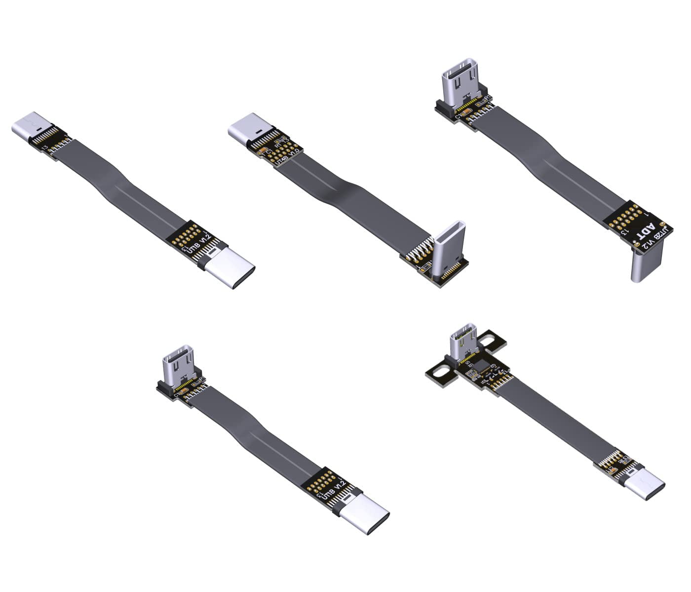 Adt-Link Usb 3.1 Type C Male To Type C Female Extension Cable 90 Degree Fpc Fpv Ribbon Flat Usb ...