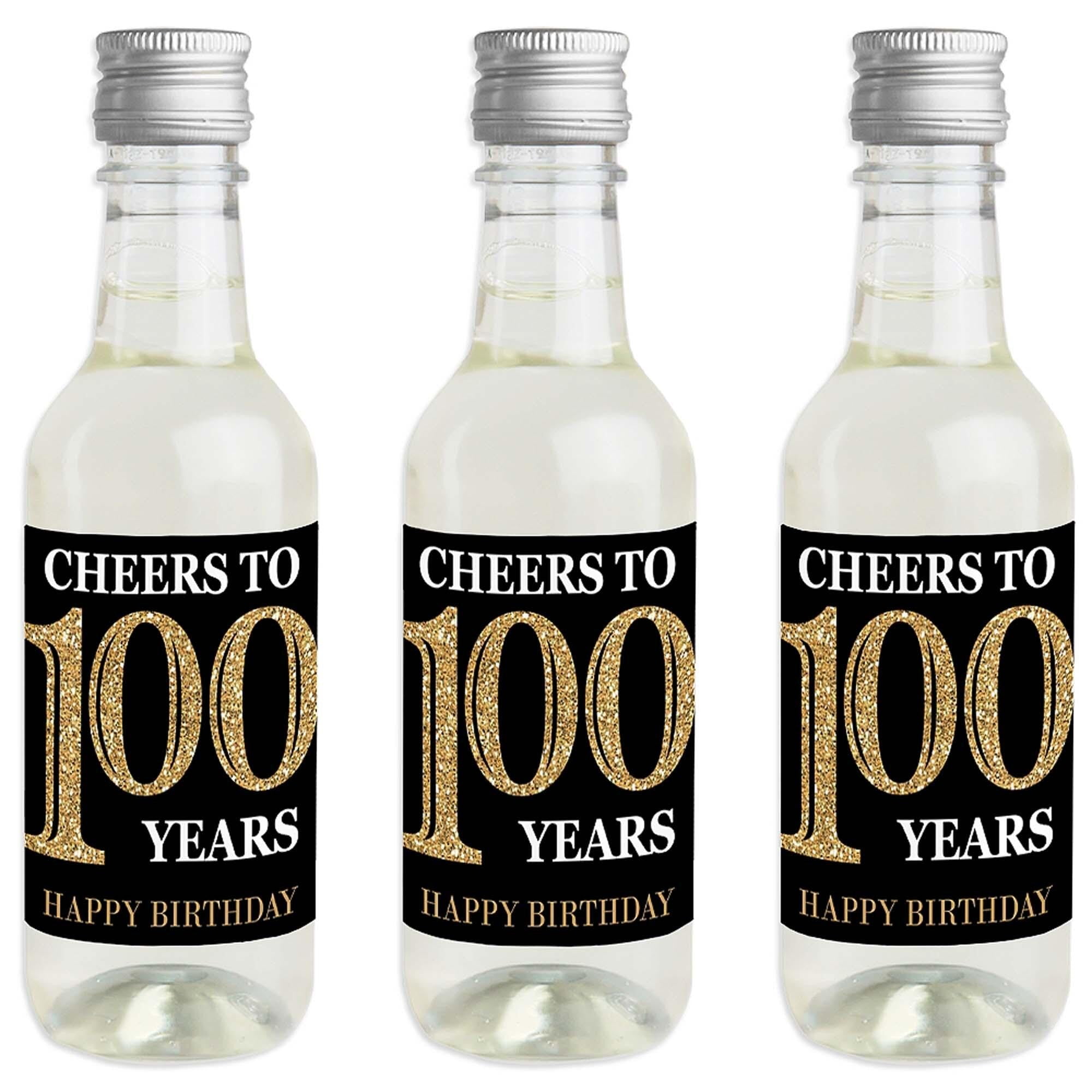 Big Dot of Happiness Adult 100th Birthday - Gold - Mini Wine ...