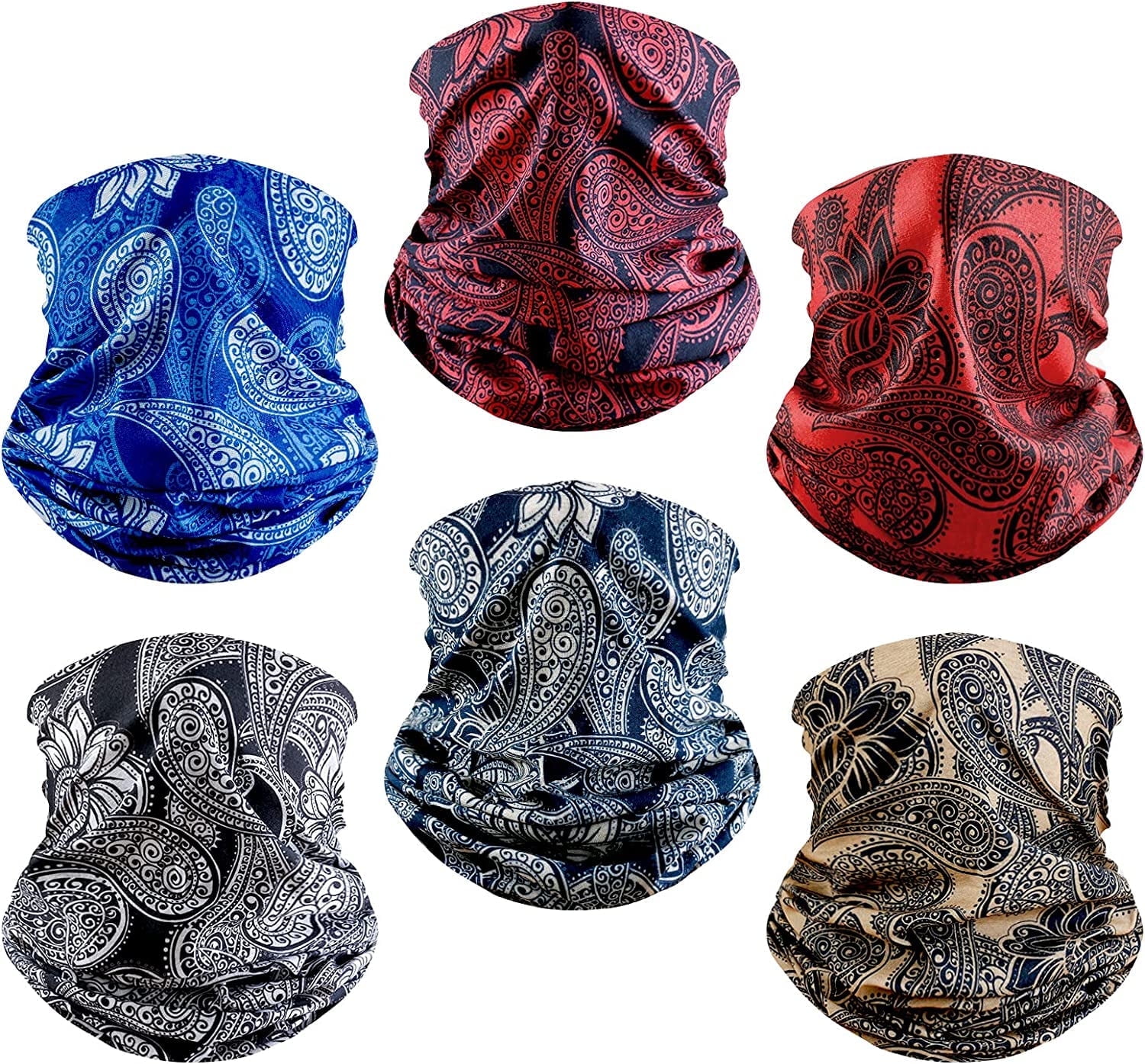 "Coolzu Adult Neck Gaiter Face Mask, 6 Pack Elastic Balaclavas ...