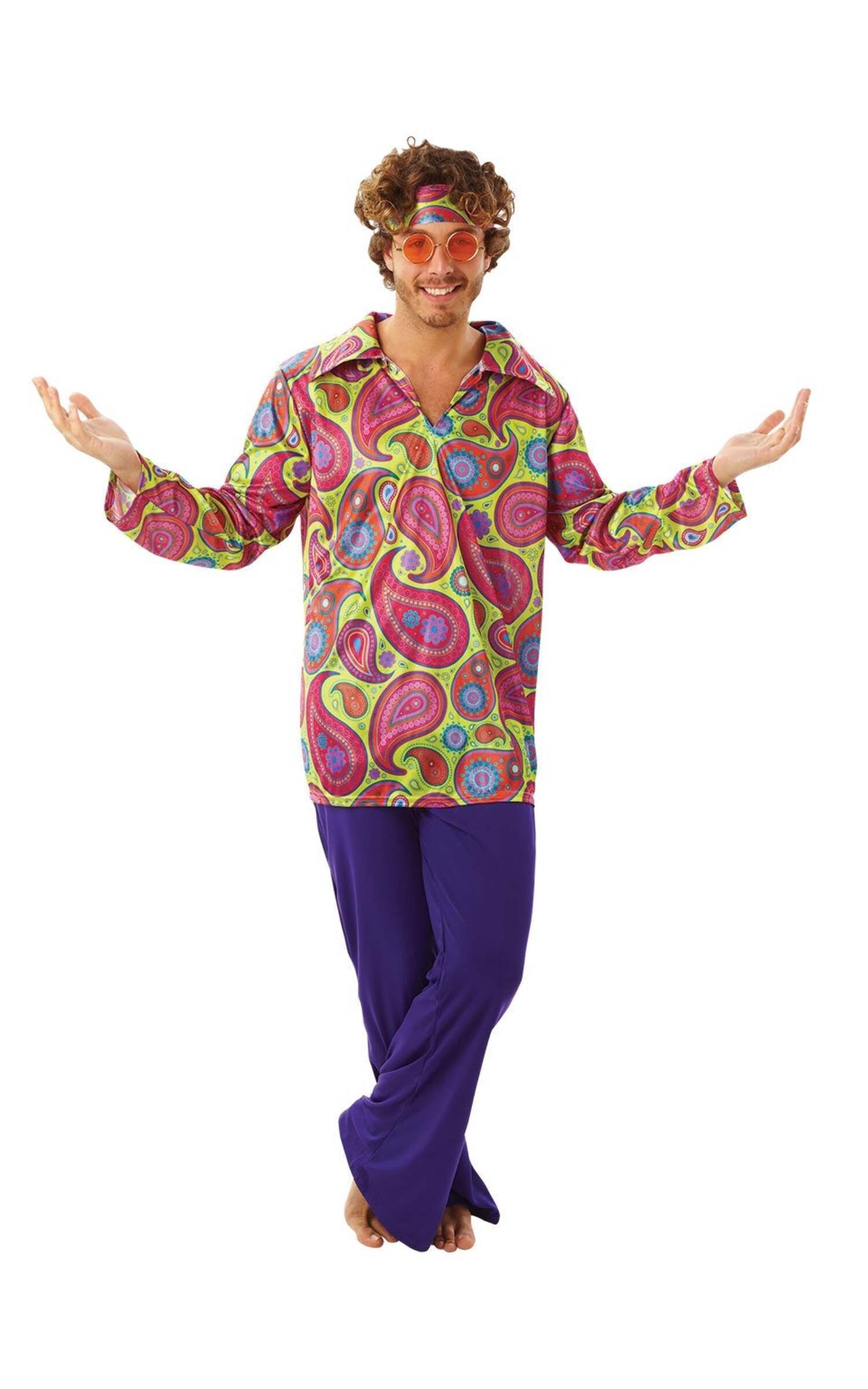 Adult 70s Man Costume Generic X Large Male Purple Fancy Dress Party ...