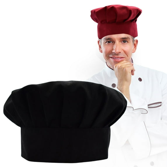 Adult Adjustable Chef Hat Kitchen Cooking Cap, Elastic Cotton Pleated ...