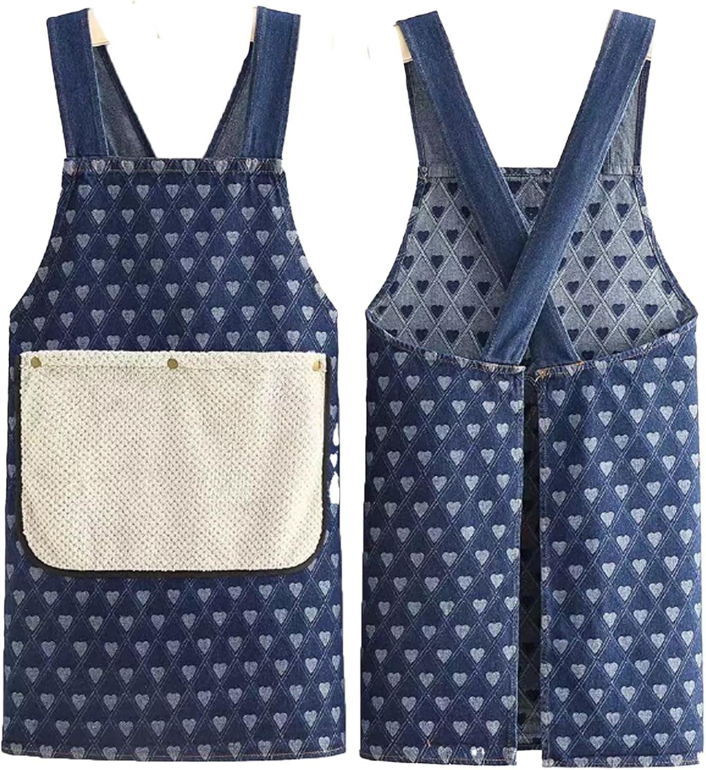 Adult Apron Denim, Cross Back Aprons for Women, Lightweight Cotton ...