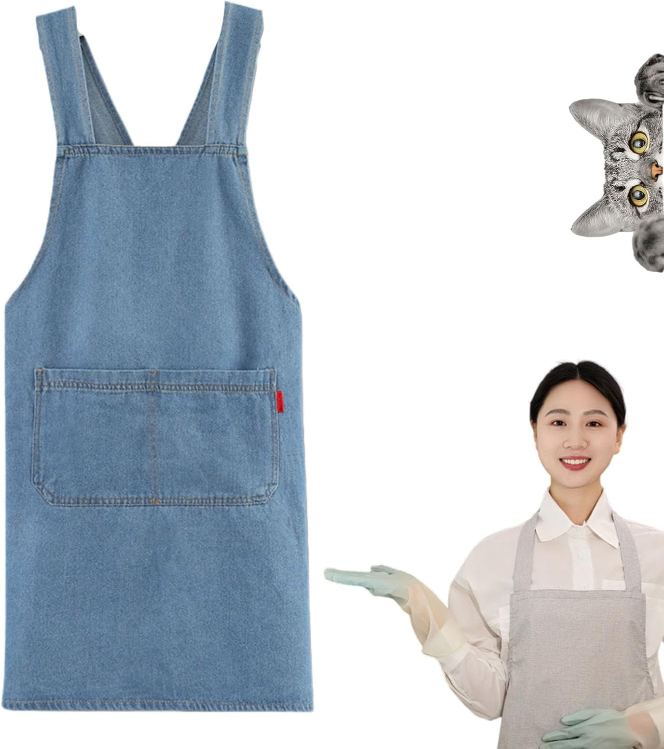 Adult Apron - Lightweight Cotton Apron with Front Pocket, Ideal for ...