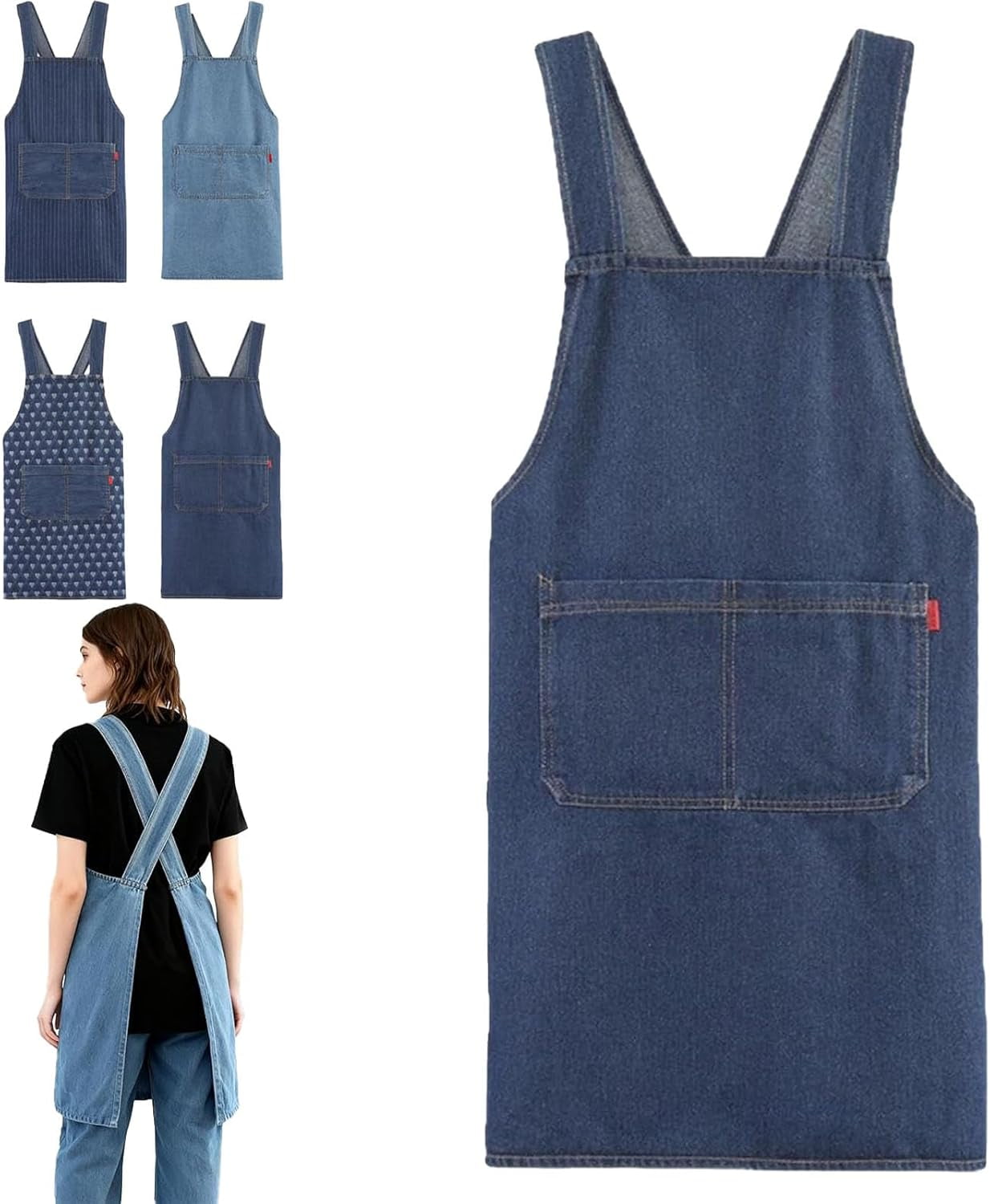 Adult Apron, Lightweight Cotton Apron with Front Pocket for Everyday ...