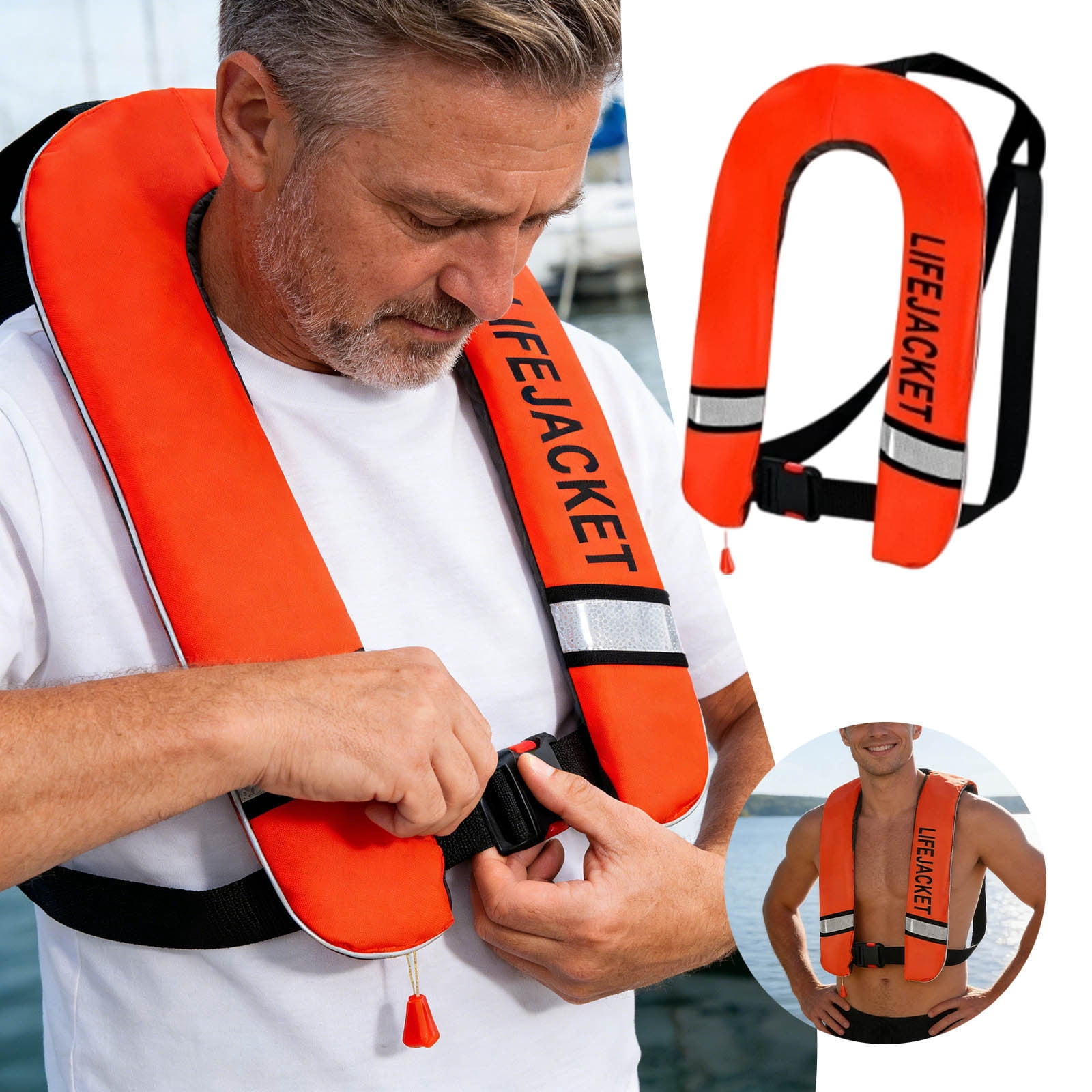 Adult Automatic Inflatable Kayak Vest Pfd,Water Sports Vest for Boating ...