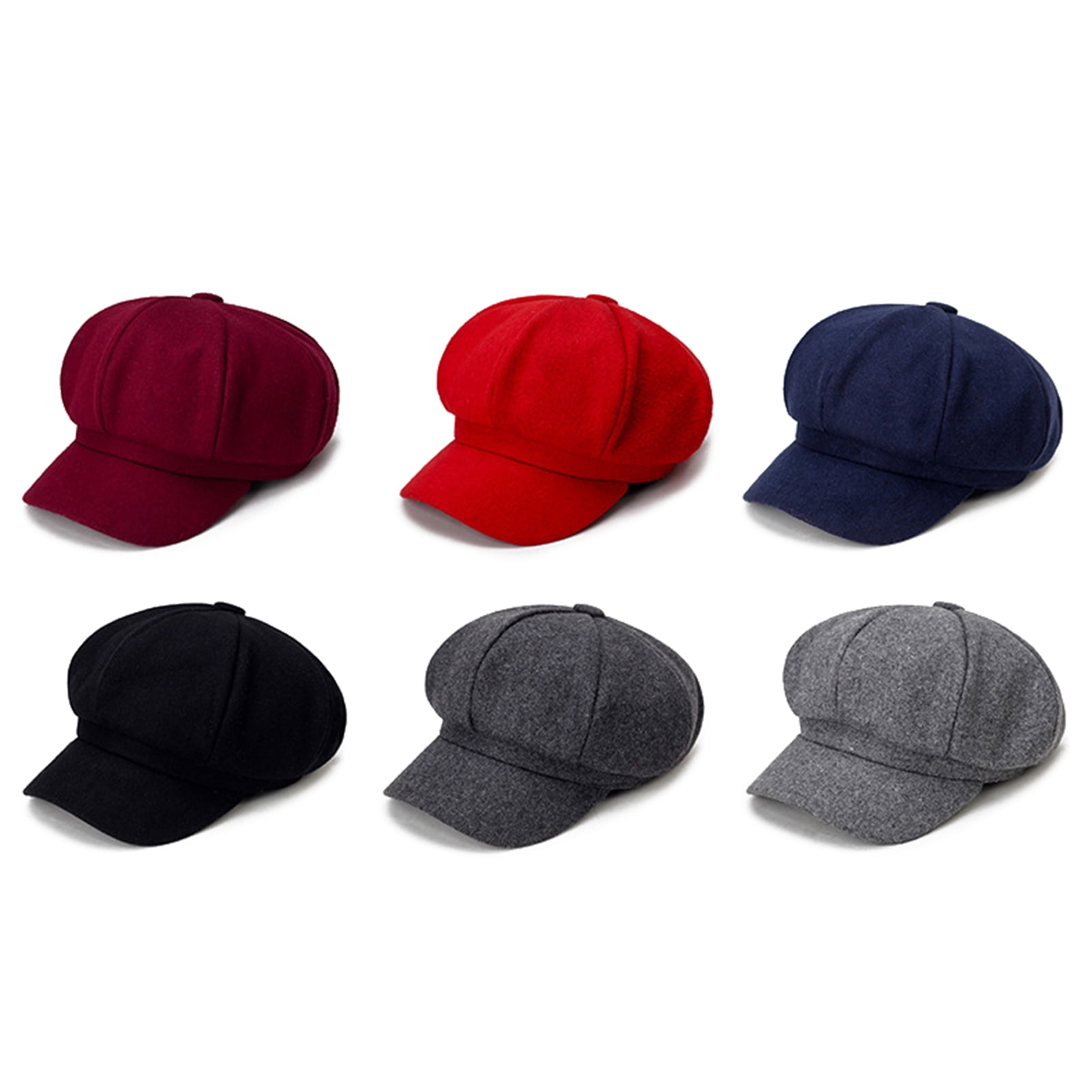 Adult Autumn Winter Warm Fashion Solid Color Women Octagonal Hat Woolen ...