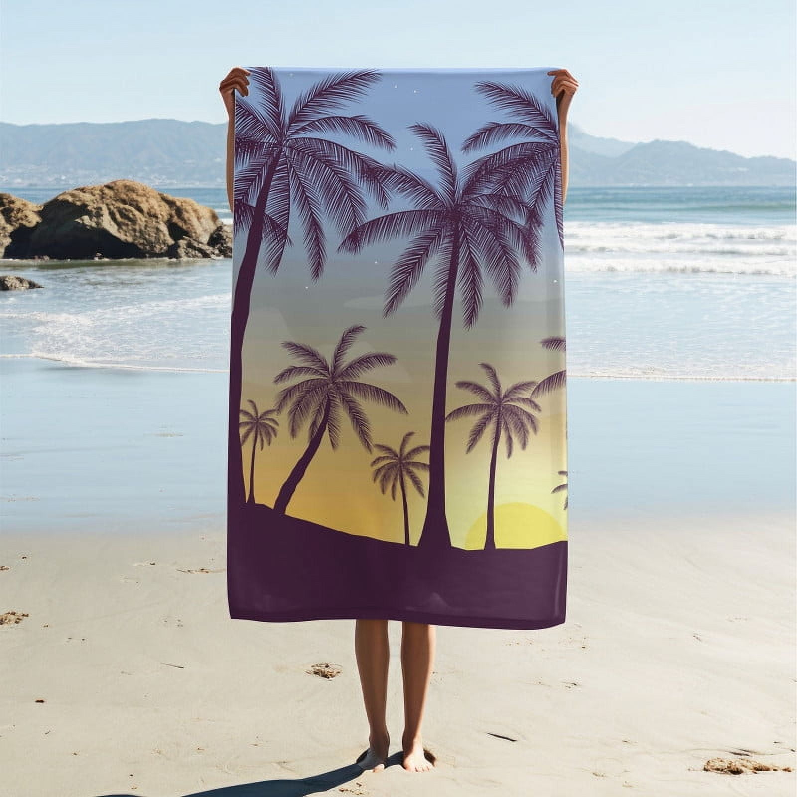 Adult Beach Towel, Modern Simple Beach Towel, Beach Coconut Tree Print ...