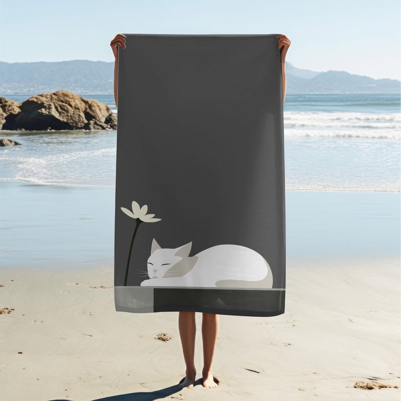 Adult Beach Towel, Modern Simple Beach Towel, Cat Print Bath Towel ...