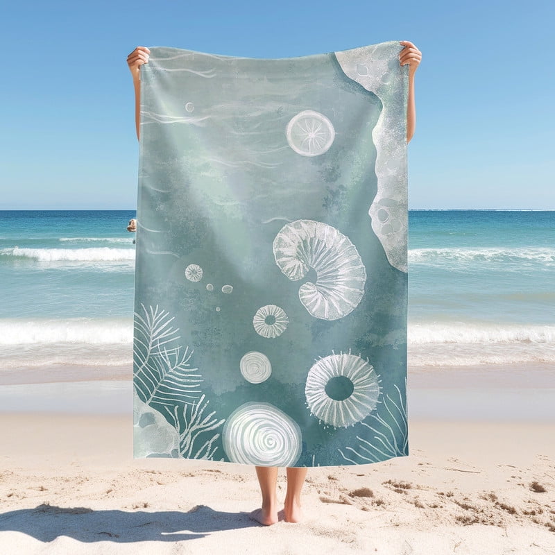 Adult Beach Towel, Modern Simple Beach Towel, Shell Print Bath Towel ...