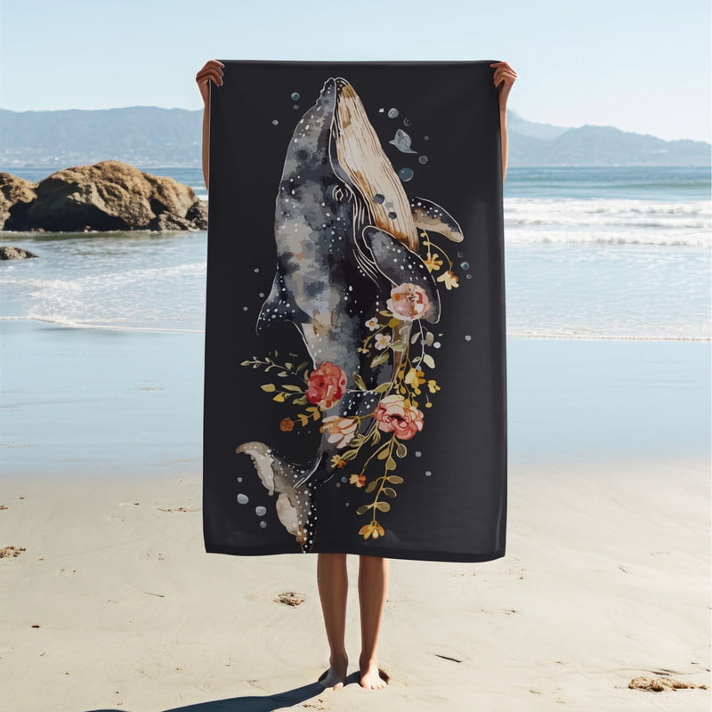 Adult Beach Towel, Modern Simple Beach Towel, Whale Print Bath Towel ...
