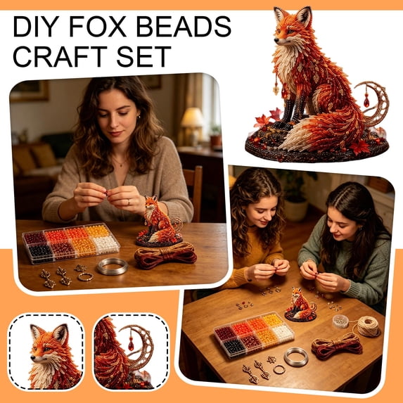 Adult Beaded Art Craft Kit, Fox Crystal Bead Jewelry Making Set, DIY ...