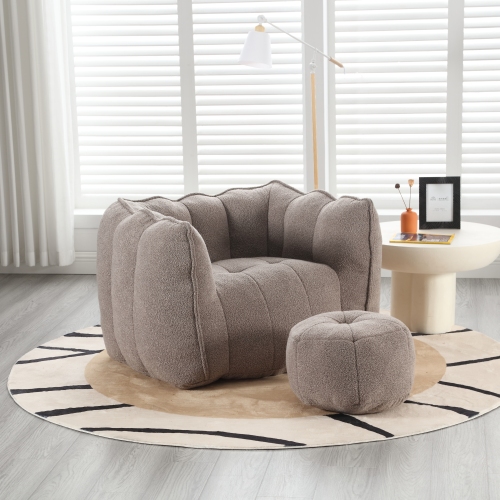 Adult Bean Bag Chair Chenille High Resilient Foam, Square Lazy Sofa ...