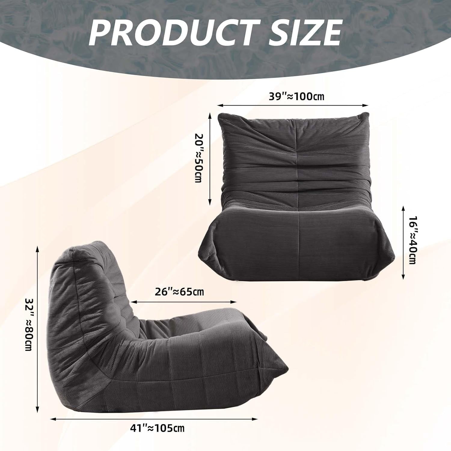 Adult Bean Bag Chair,Memory Foam Togo Sofa,Lazy Floor Sofa ...