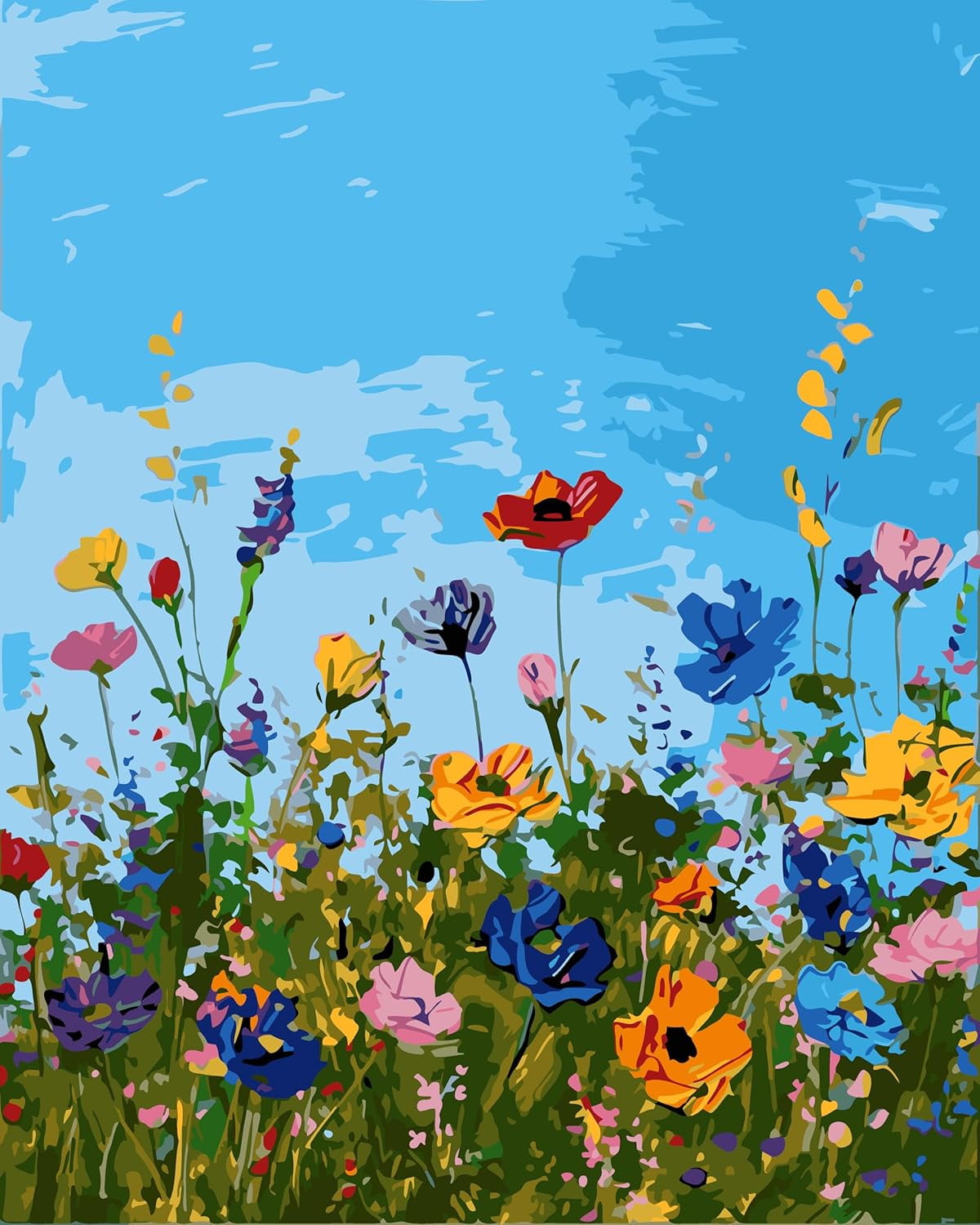 Adult Beginner Botanical Painting By Numbers Kit, Digital Flower ...