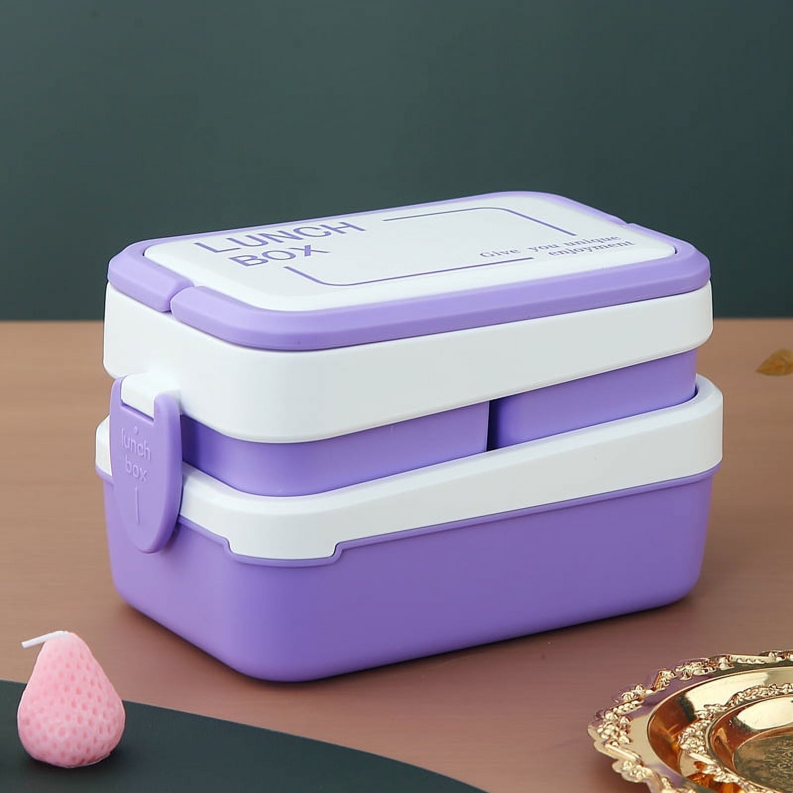 Adult Bento Box, Stackable Double layer Lunch Box with Removable ...