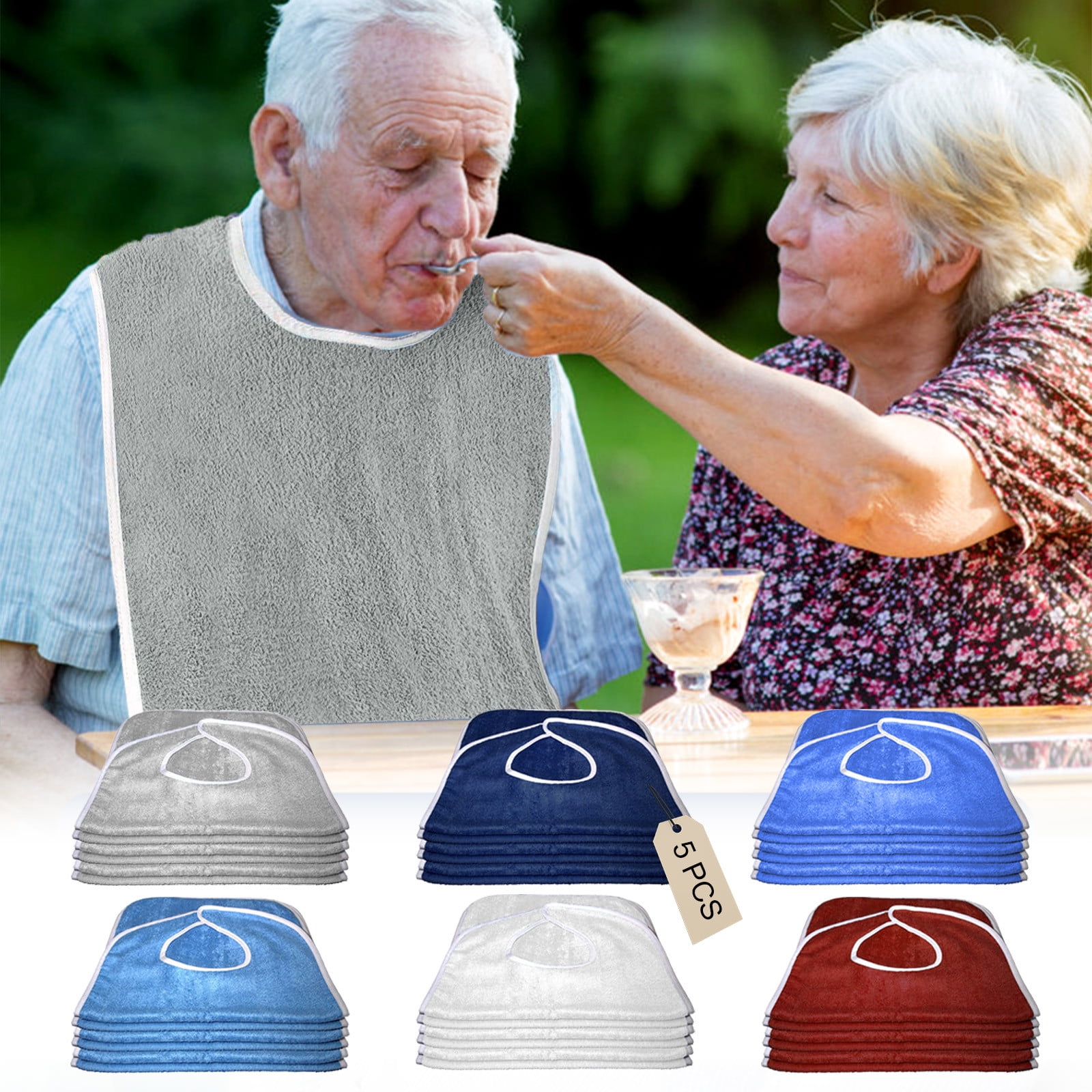 Adult Bibs for Eating | 5 Pack Washable Clothing Protectors ...