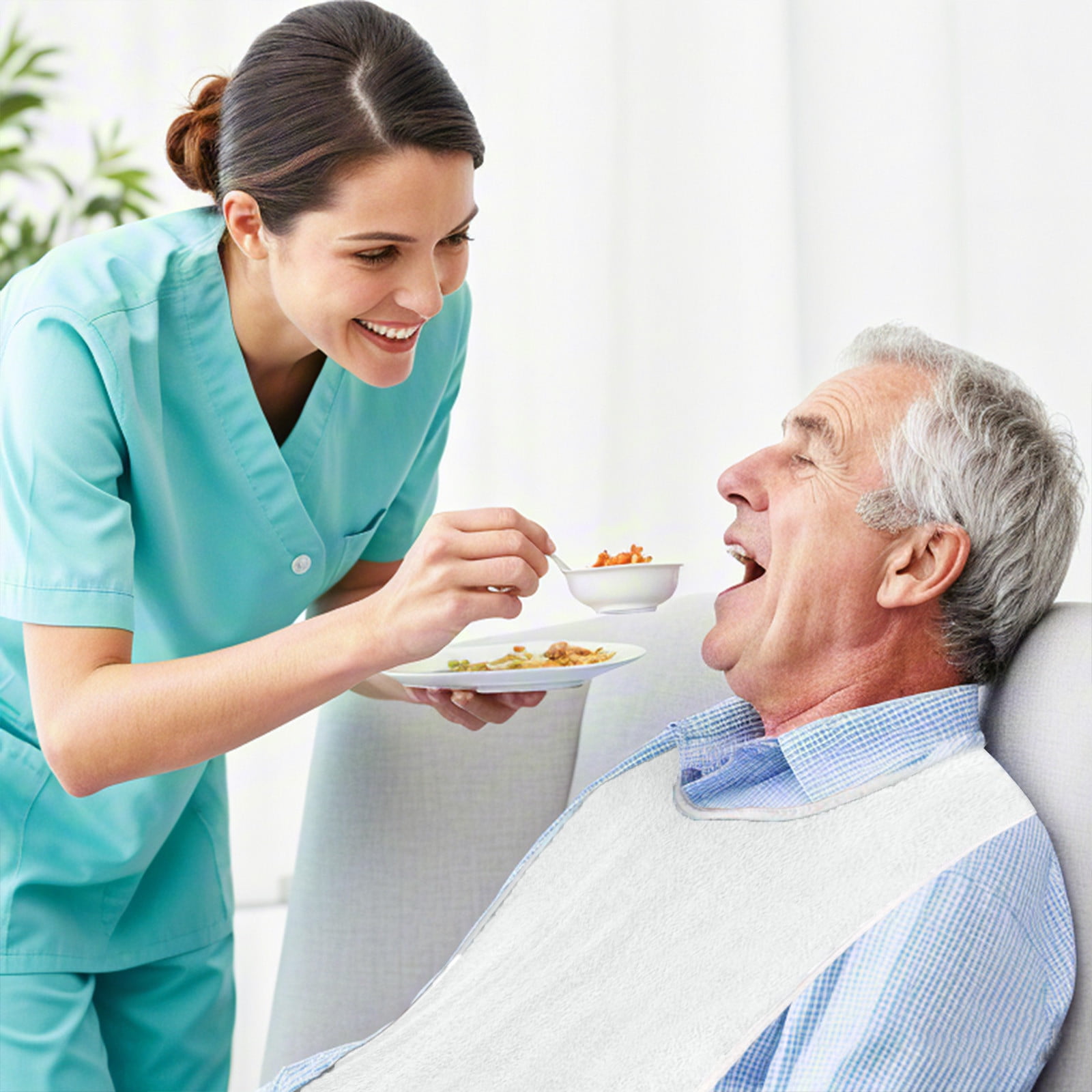 Adult Bibs for Eating Adjustable Washable Clothing Protectors Cloth ...