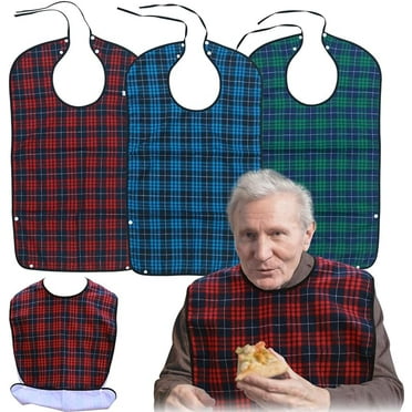 RMS 3-Pack Large Adult Bibs for Elderly, Washable & Reusable ...