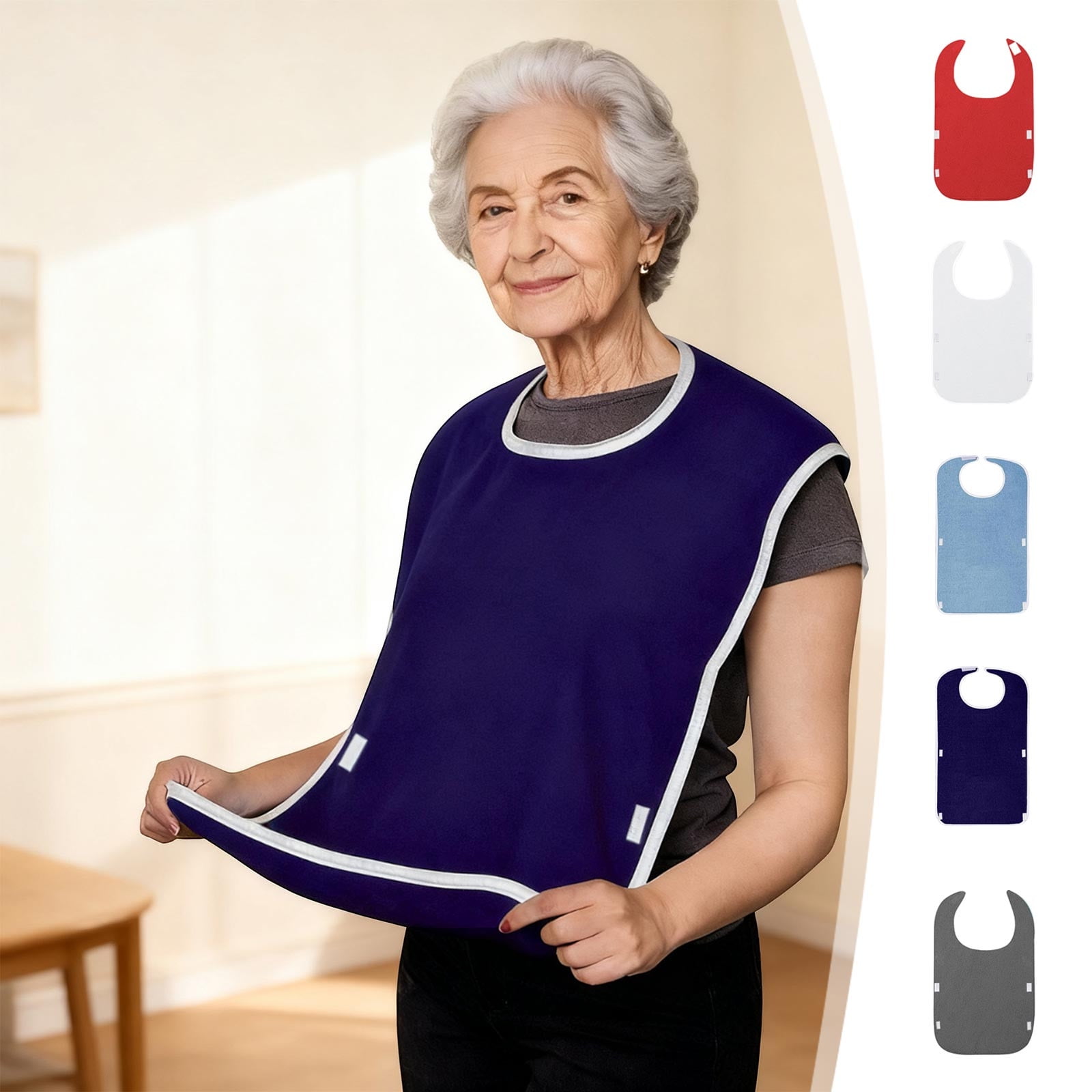 Adult Bibs With Removable Pocket,24x24" Washable Reusable Large Terry ...