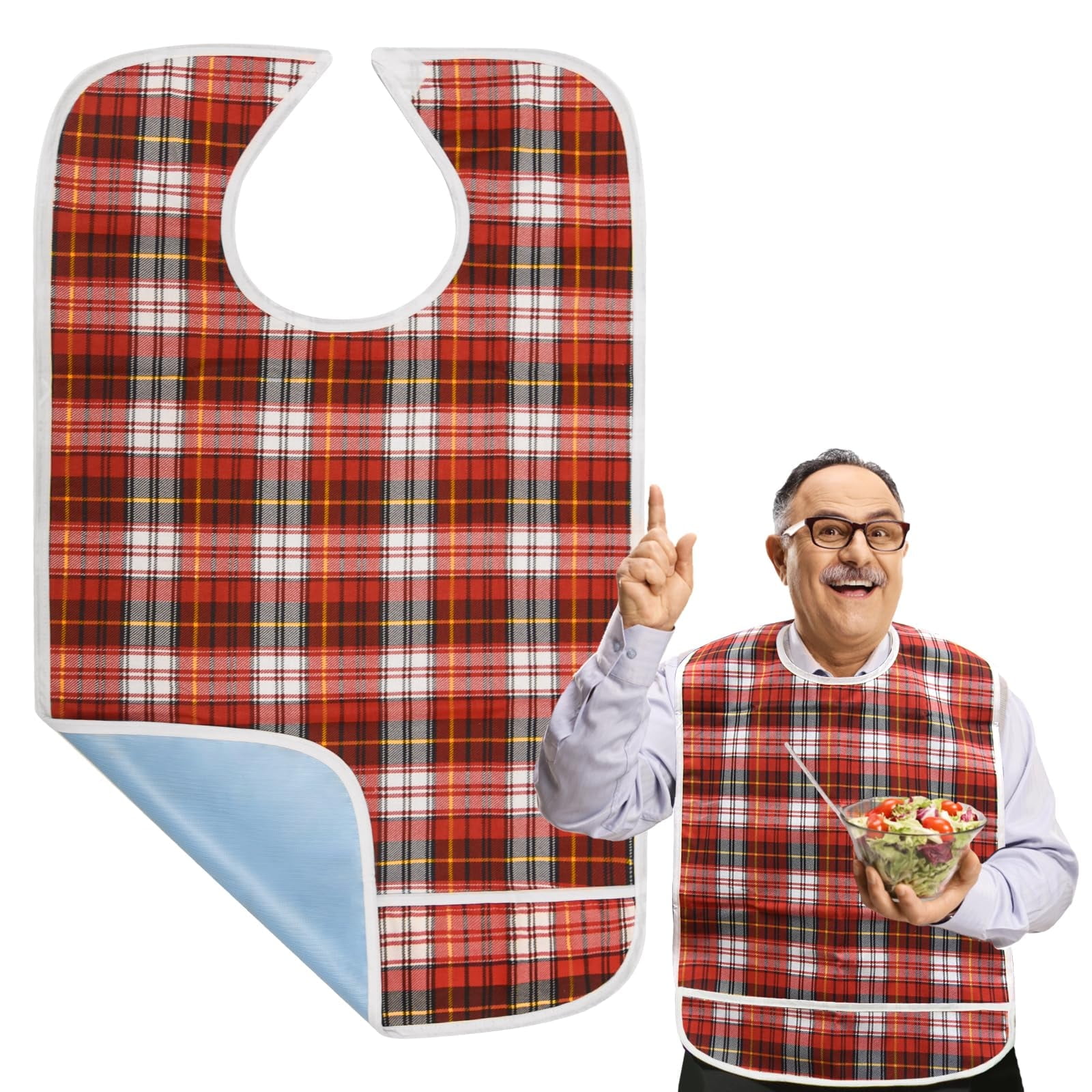Adult Bibs for Elderly Men Women, Reusable Adult Bibs for Eating ...