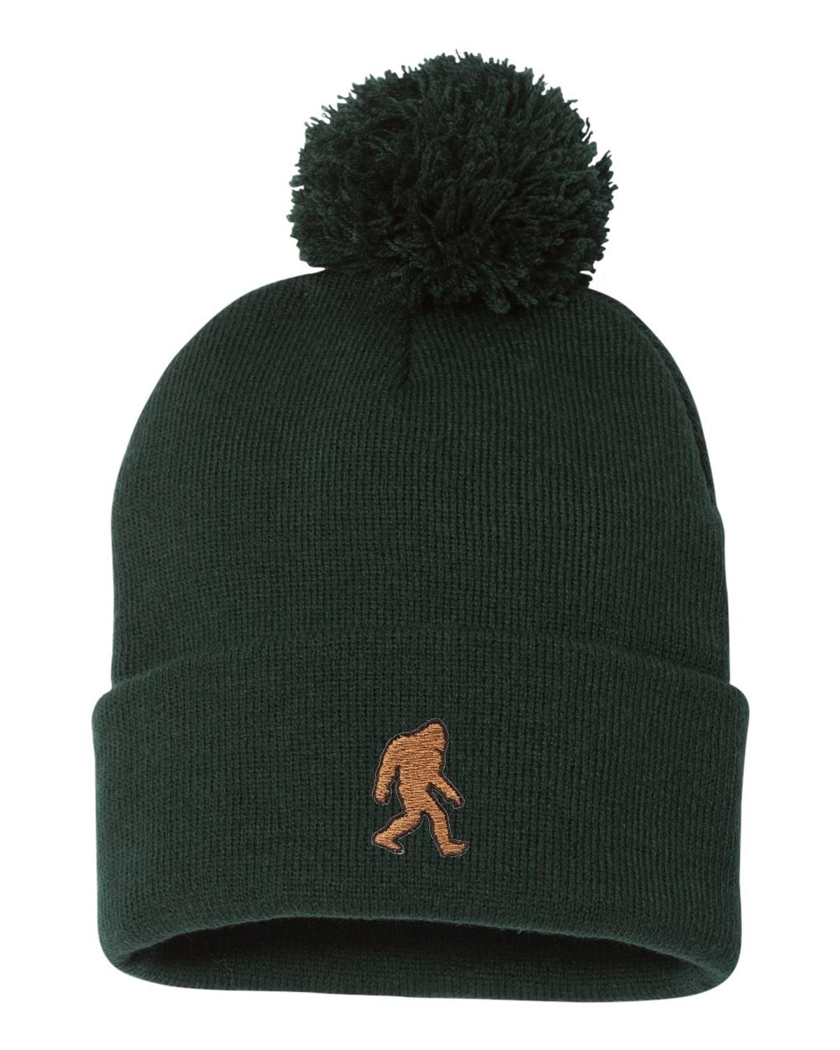 Adult Bigfoot Sasquatch Embroidered Knit Beanie Pom Cap - Walmart.com