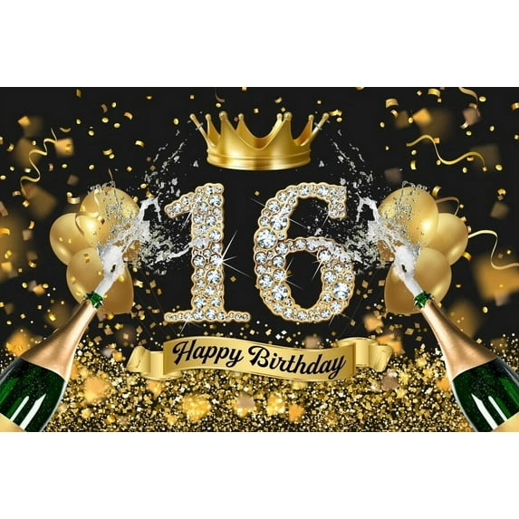 Adult Birthday Champagne Theme Photography Backdrop Glitter Spots ...