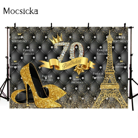 Adult Birthday Photography Background Golden Glitter Decoration Adult ...