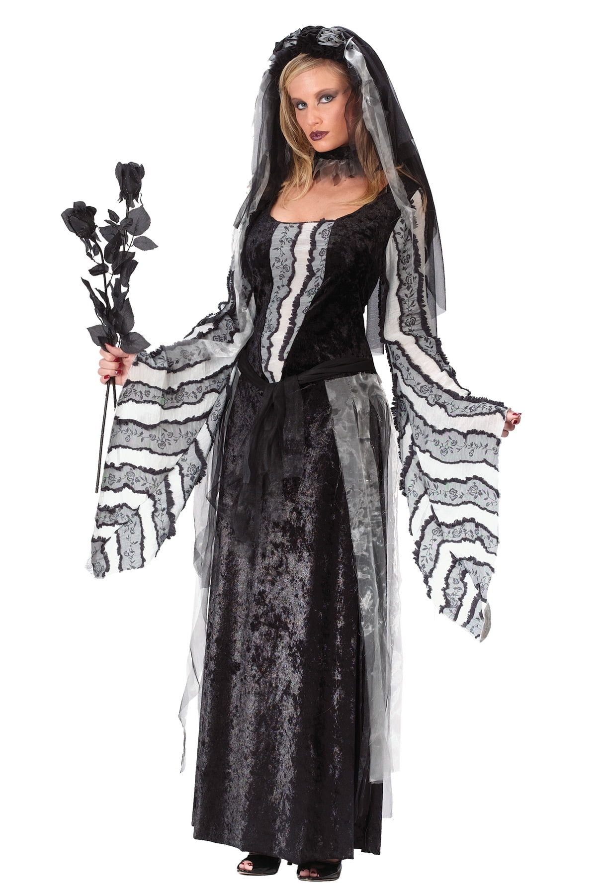 Adult Black Rose Ghost Dress Costume - Walmart.com