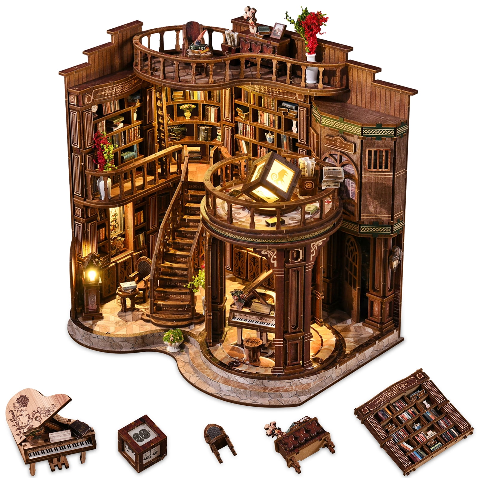 Feuymoent Adult Book Corner DIY Miniature Dollhouse Craft Kit - Walmart.com