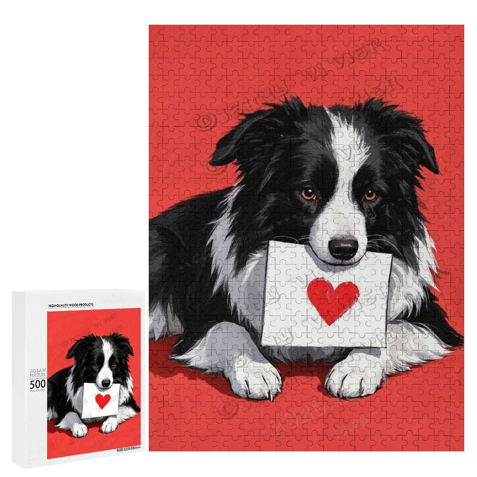 Adult Border Collie With Heart Love Wooden Puzzle, 500 Pieces ...