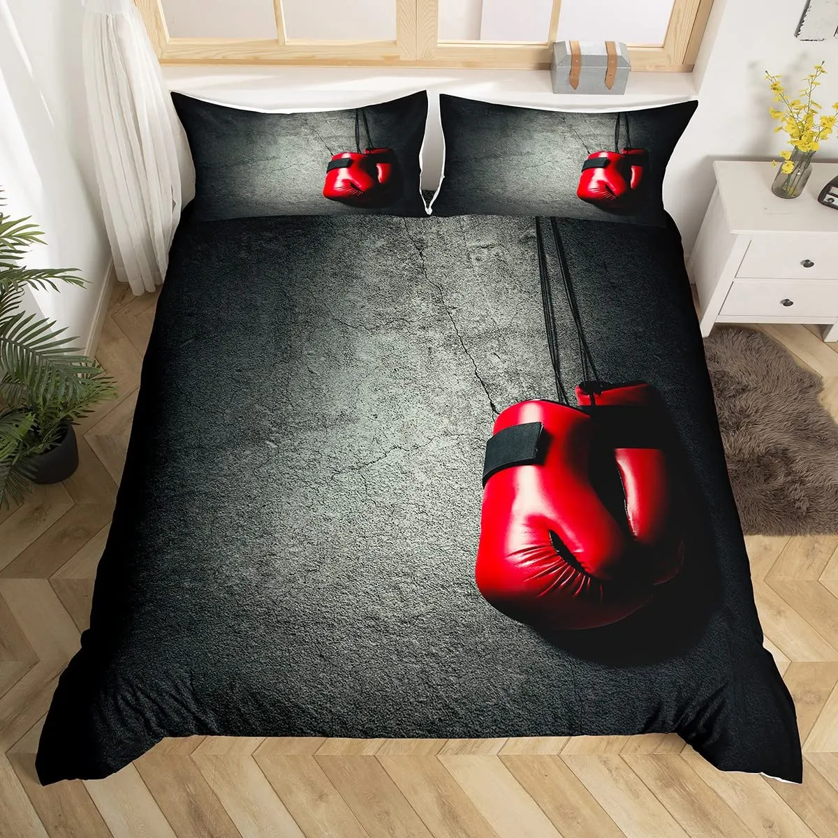 Adult Boxing Duvet Cover Set Sports Games Theme Bedding Sets Boxing Gloves Quilt Cover Athlete