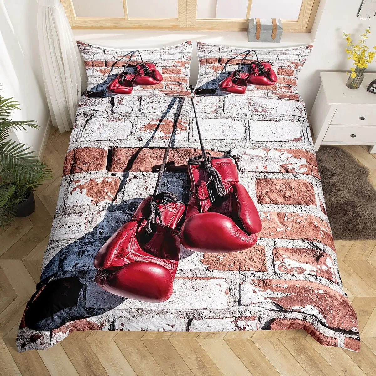 Adult Boxing Duvet Cover Set Sports Games Theme Bedding Sets Boxing Gloves Quilt Cover Athlete