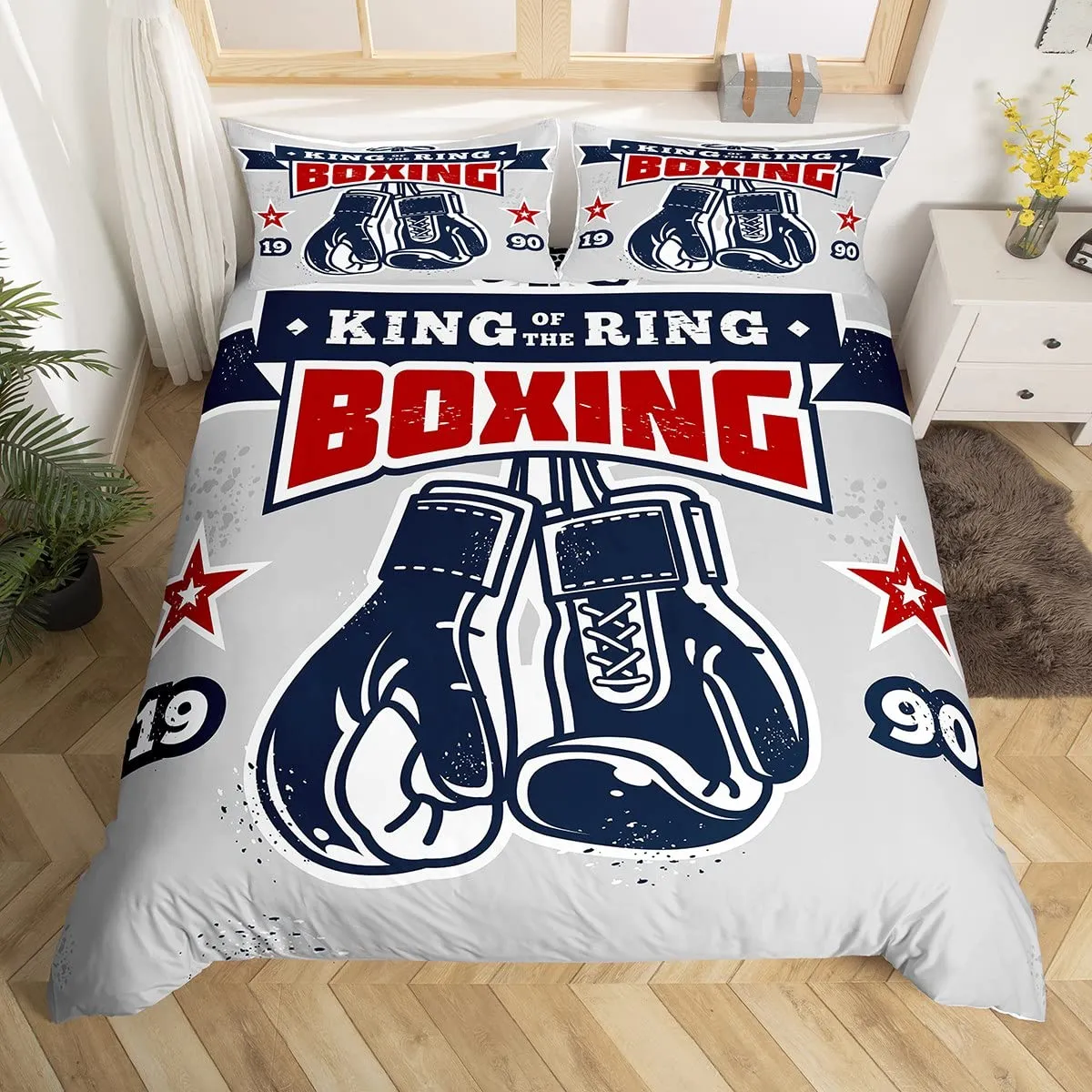 Adult Boxing Duvet Cover Set Sports Games Theme Bedding Sets Boxing Gloves Quilt Cover Athlete