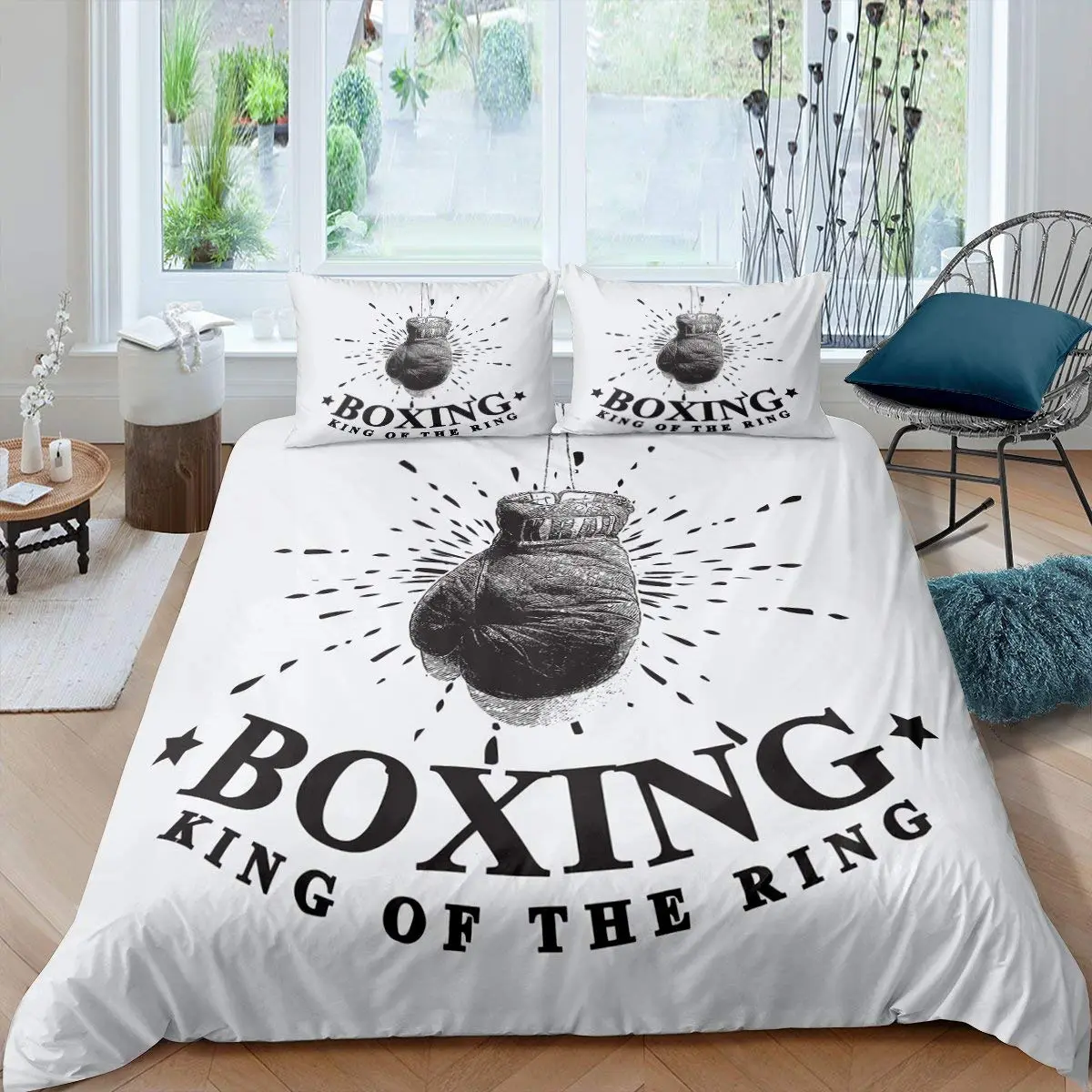 Adult Boxing Duvet Cover Set Sports Games Theme Bedding Sets Boxing Gloves Quilt Cover Athlete