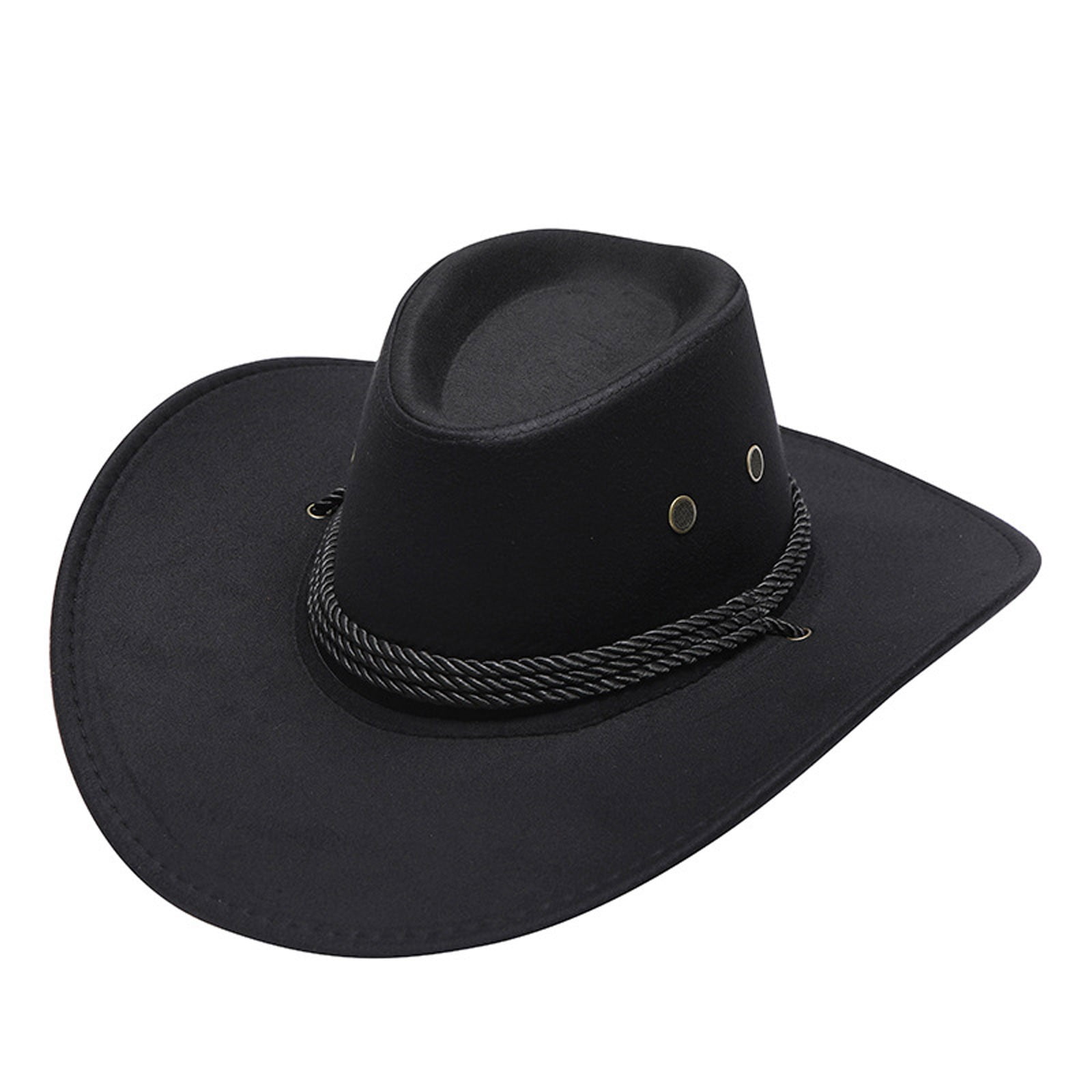 Adult Casual Solid Summer Western Fashion Cowboy Sun Hat Wide Brim ...