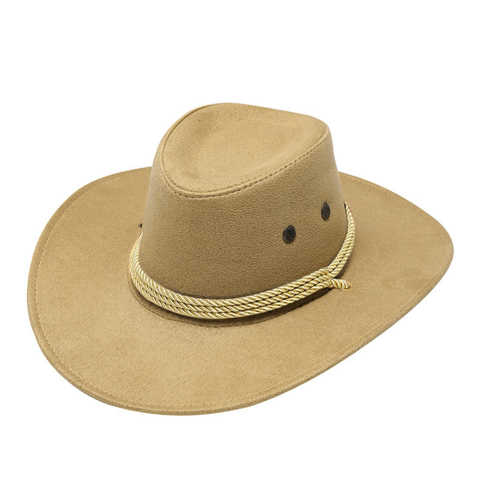 Adult Casual Solid Summer Western Fashion Cowboy Sun Hat Wide Brim ...
