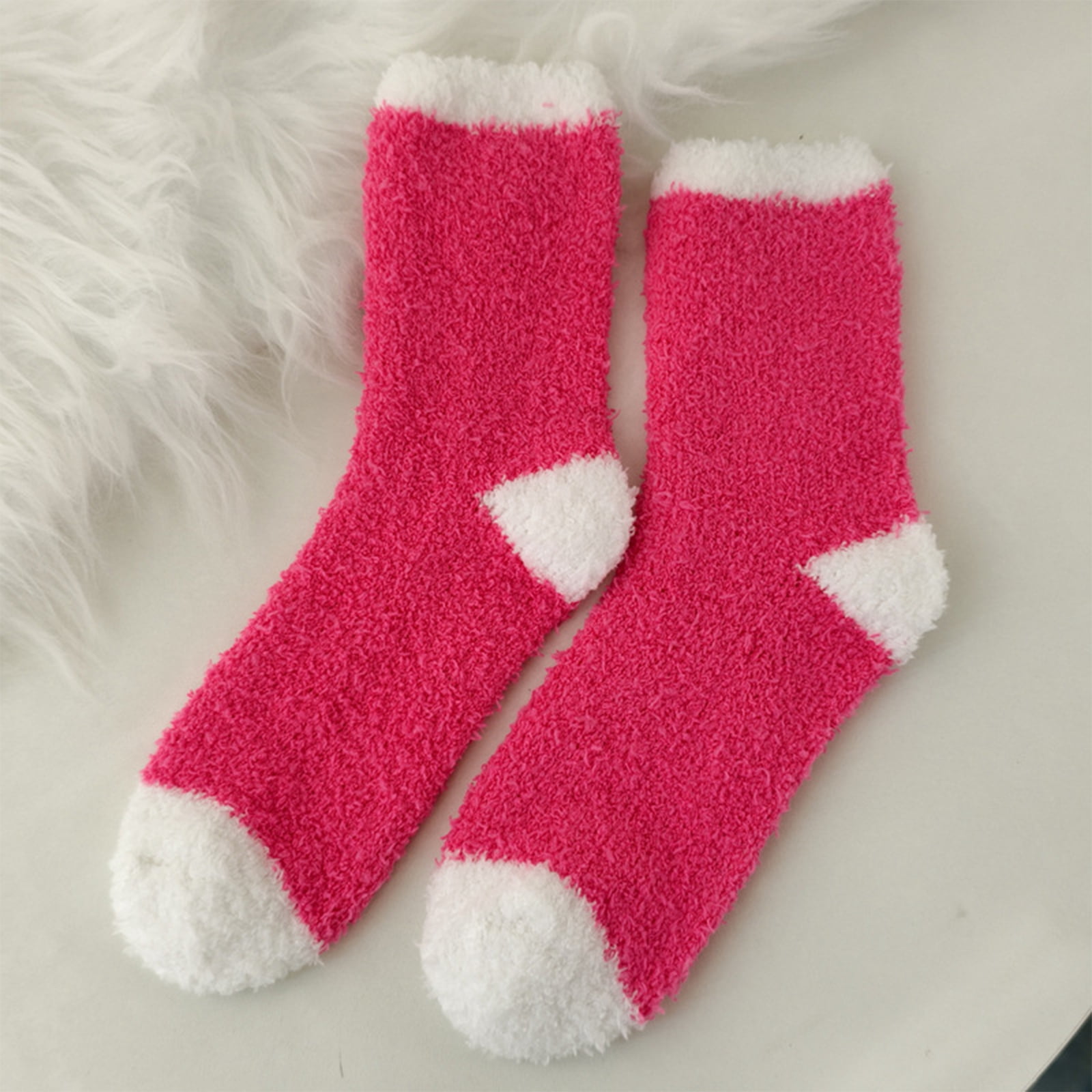 Adult Christmas Fuzzy Socks with Grips Warm Winter Cozy Fluffy Holiday ...